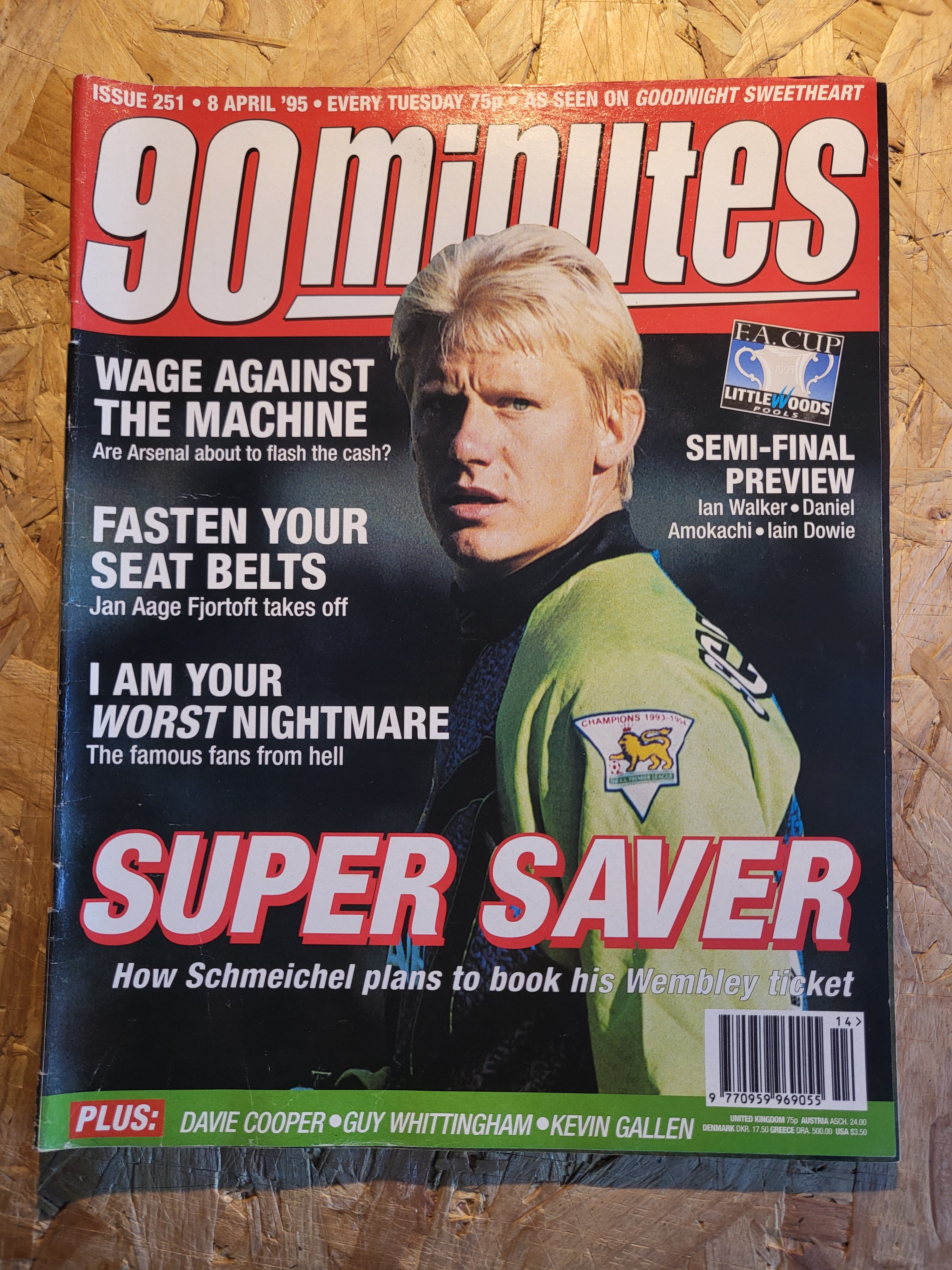 90 Minute Magazine 8 April 1995 #251 (1030)(RARE) Peter Schmeichel Ste ...
