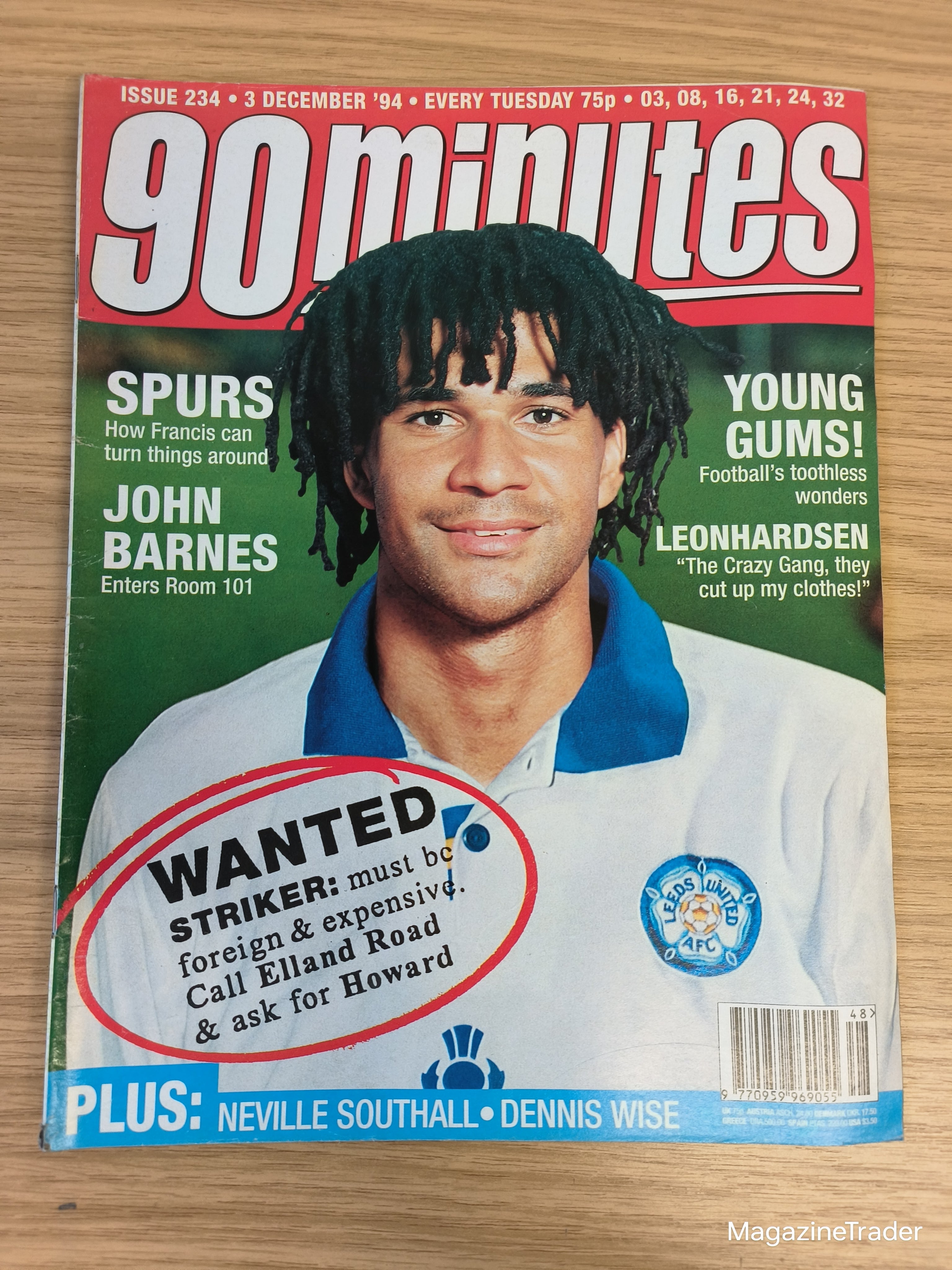 90 Minutes Magazine Issue 234 December 1994 Leicester City John Barnes ...