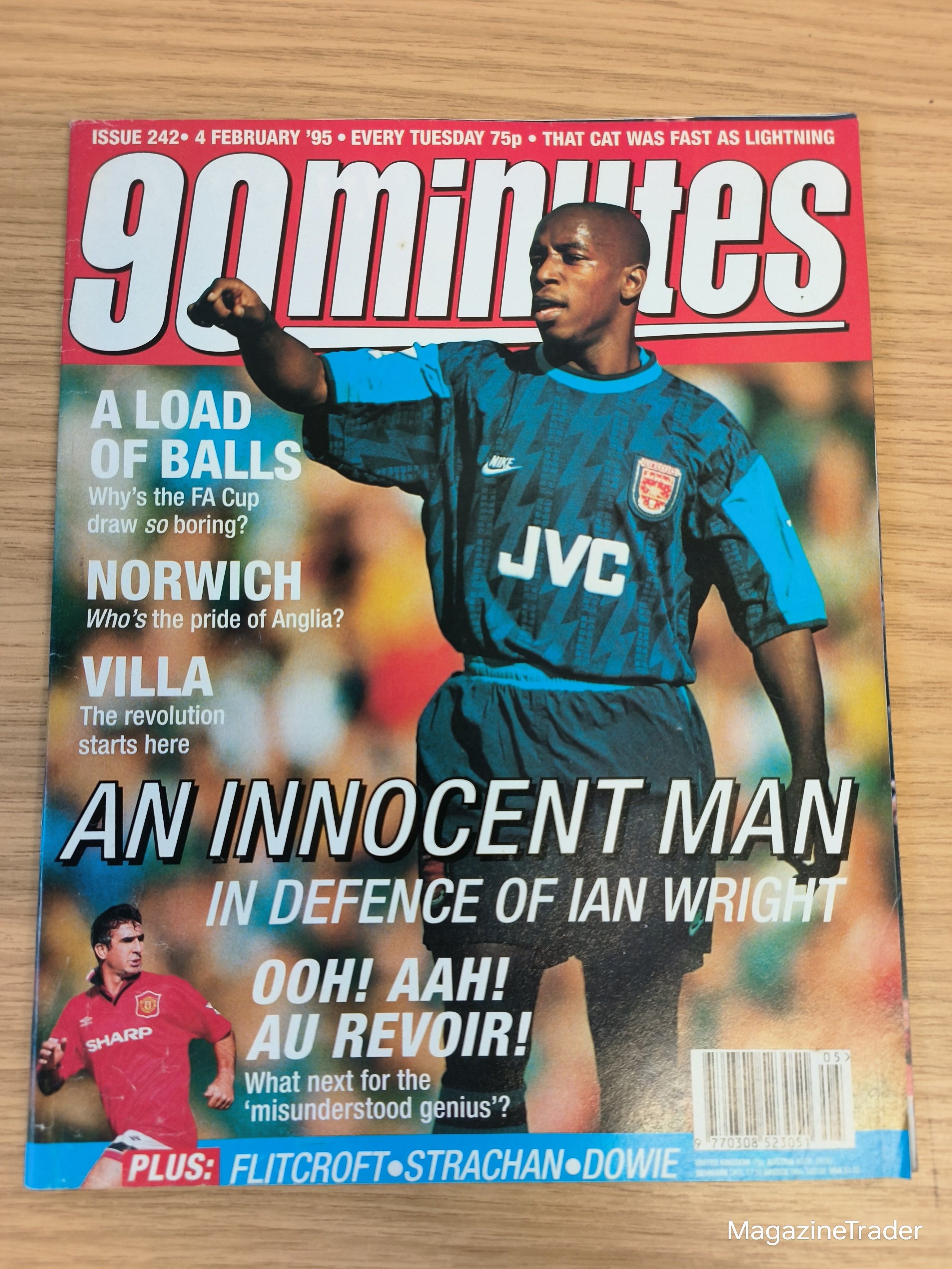 90 Minutes Magazine Issue 242 February 1995 Ian Wright Arsenal Eric ...