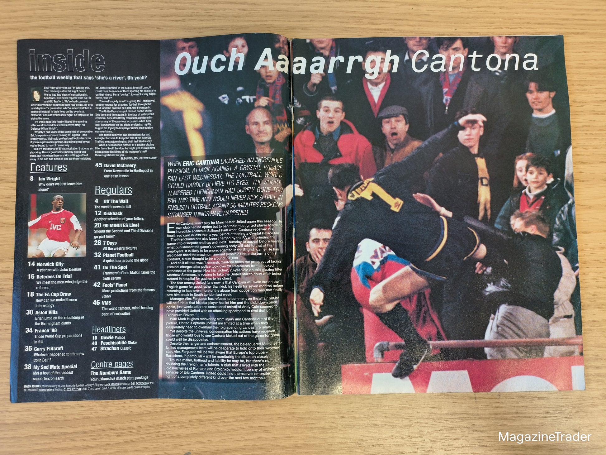 90 Minutes Magazine Issue 242 February 1995 Ian Wright Arsenal Eric ...